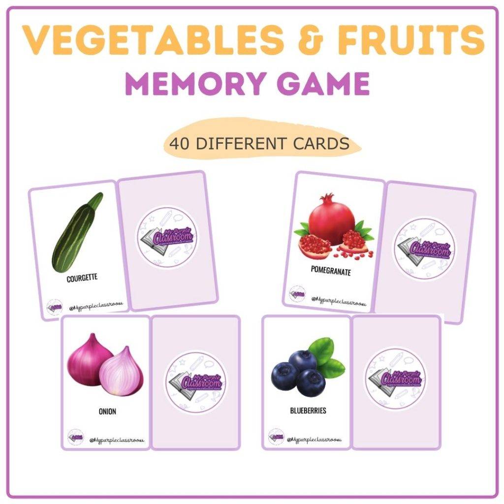 Vegetables & Fruits Memory Game - MyPurpleClassroom