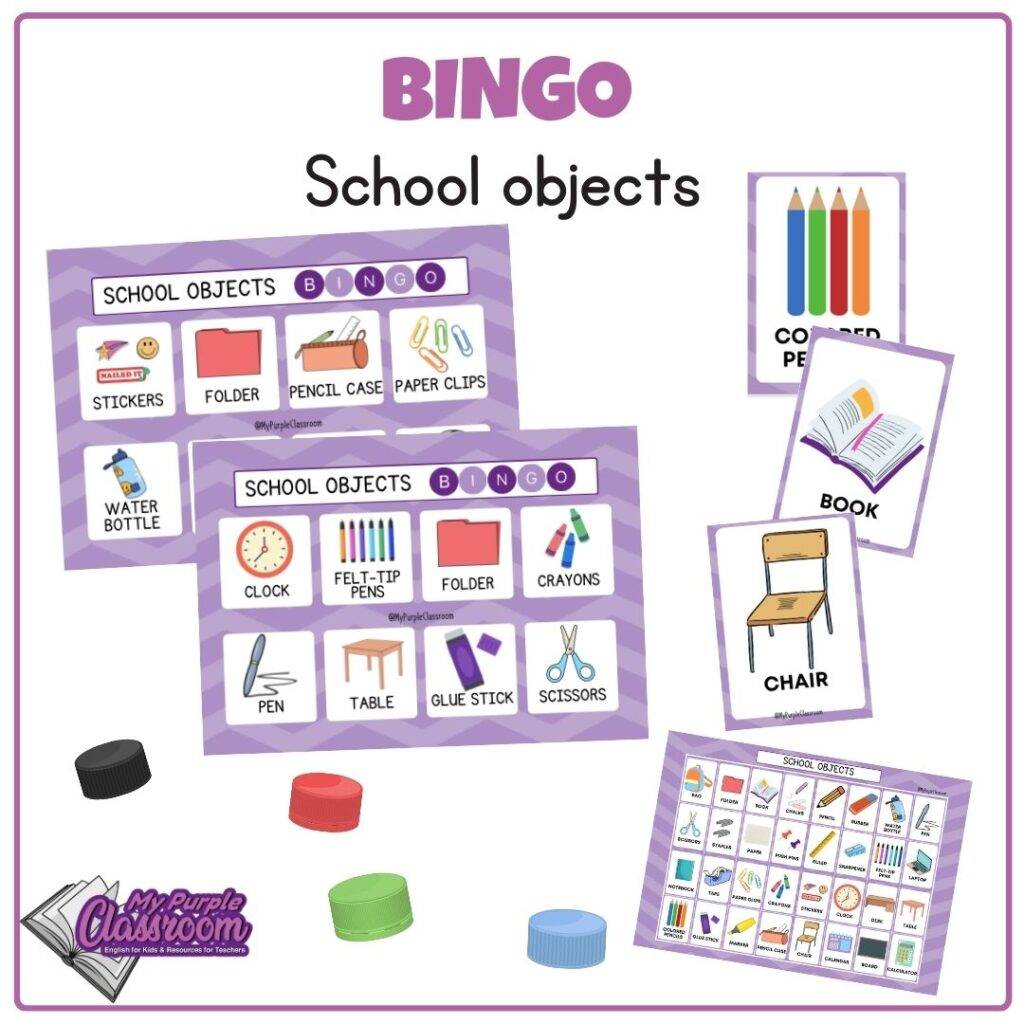 SCHOOL OBJECTS BINGO - MyPurpleClassroom