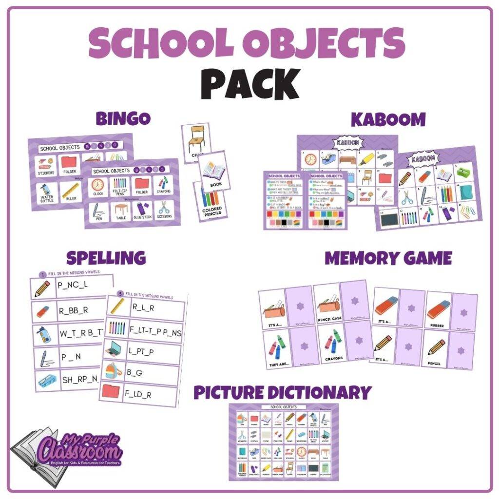School objects – PACK - MyPurpleClassroom