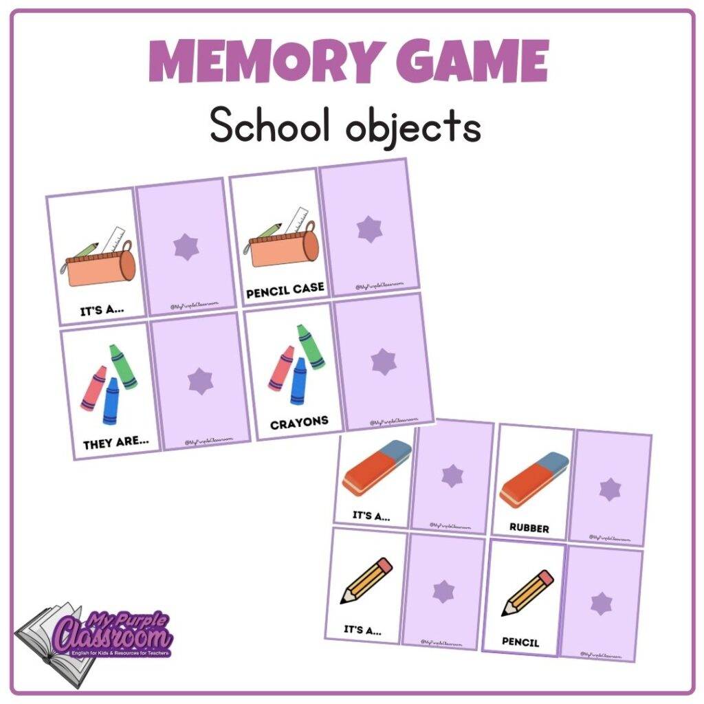 Memory game – School objects - MyPurpleClassroom